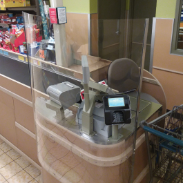 Curved 42" x 42" Cashier PPE Shield | United Visual Products